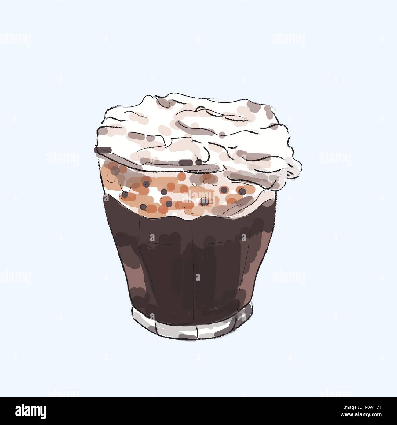 Hand drawn coffee vector illustration isolated on pastel background ...