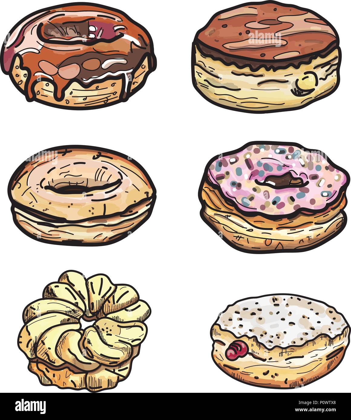 Set of cartoon colorful donuts isolated on white background Stock ...