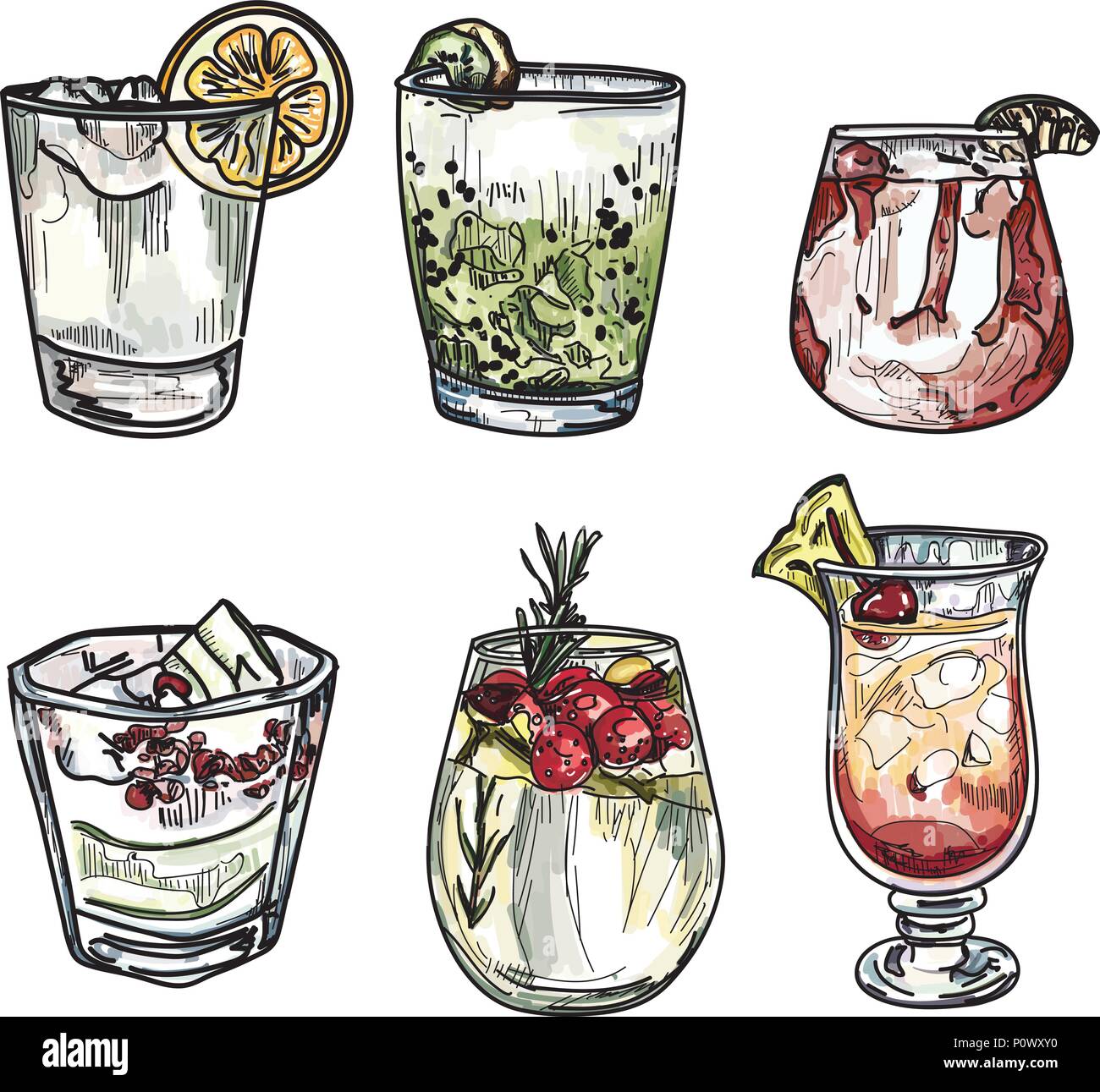 Old Fashioned Cocktail Drawing