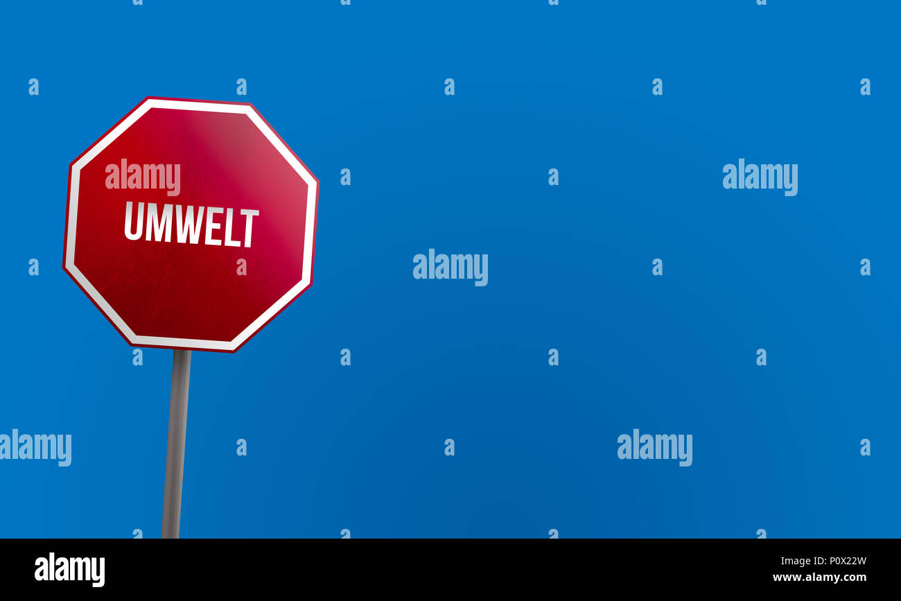 umwelt - red sign with blue sky Stock Photo - Alamy