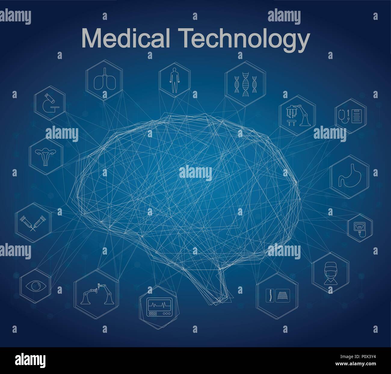 Medical technology concept with brain connection and medical icons ...