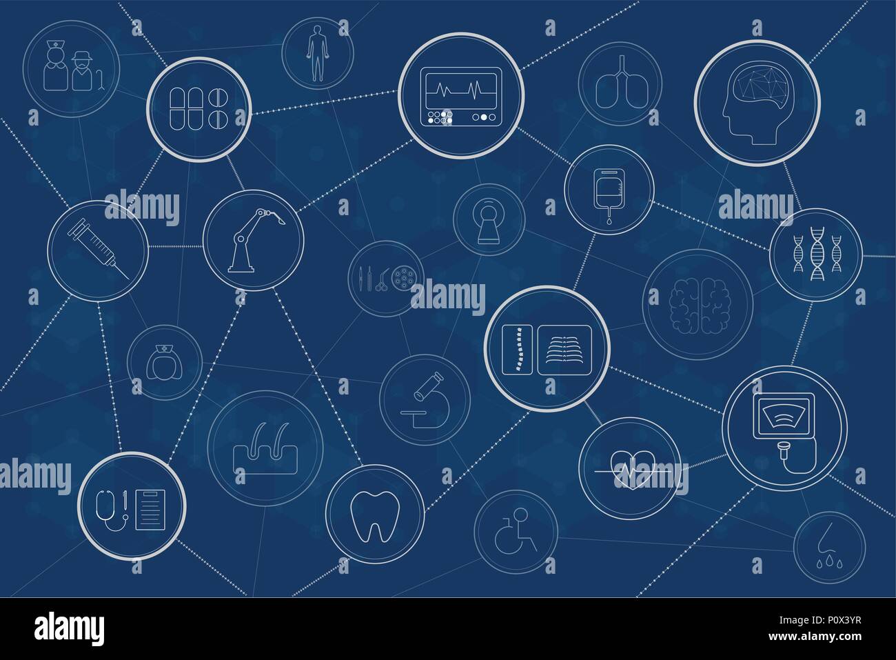 Medical technology concept with medical icons connection vector ...