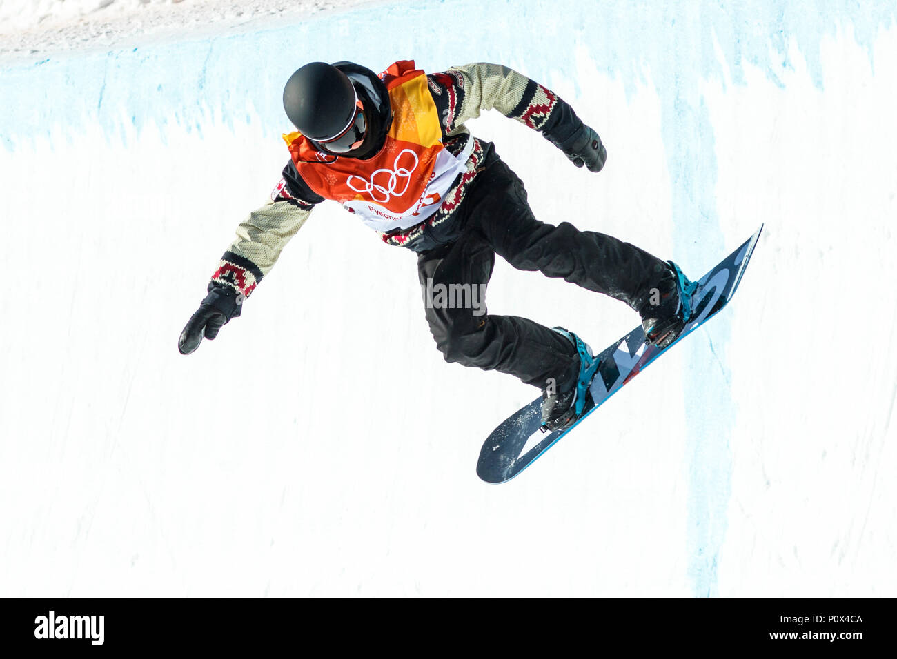 Derek Livingston (CAN) competing in the Men's Snowboarding Half Pipe ...