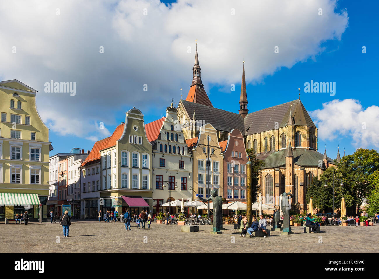 View over the market square Neuer Markt in Rostock, Germany Stock Photo ...