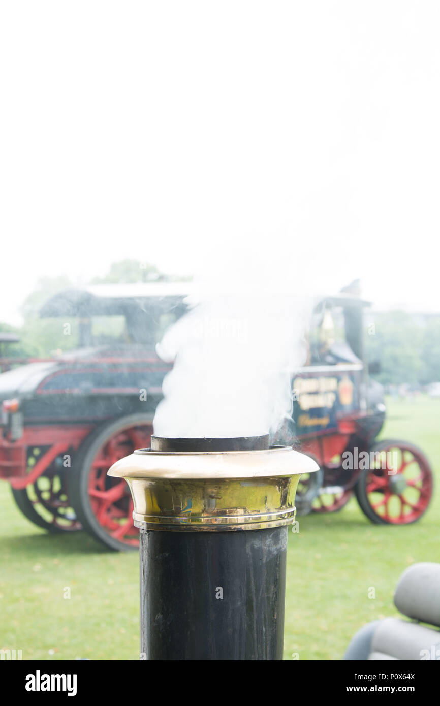 close up of exhaust on steam engin, with smoke extraction Stock Photo ...