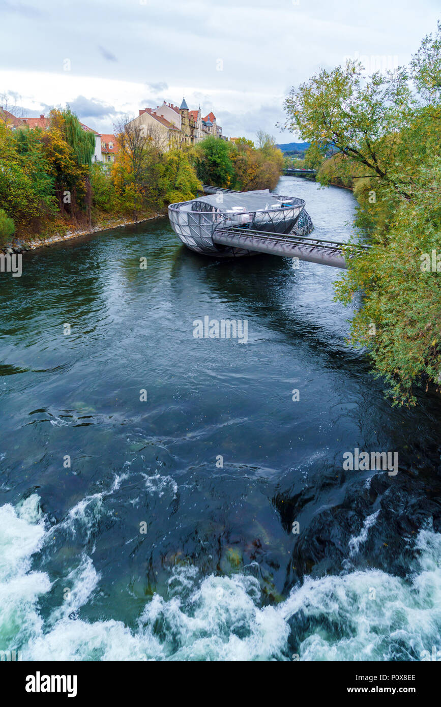 Mur river and Murinsel on bridge, Graz, Austria Stock Photo - Alamy
