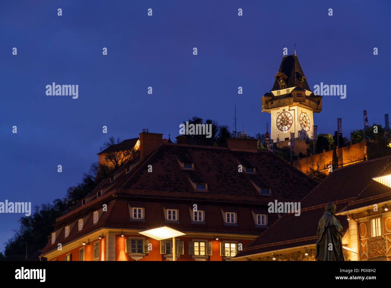 Clock night graz hi-res stock photography and images - Alamy