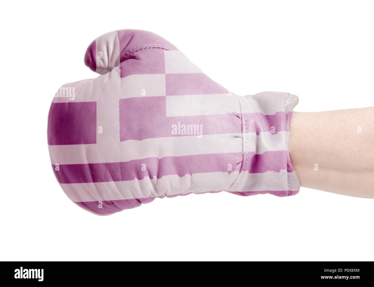 Flag of Greece on boxing glove isolated on a white background Stock ...