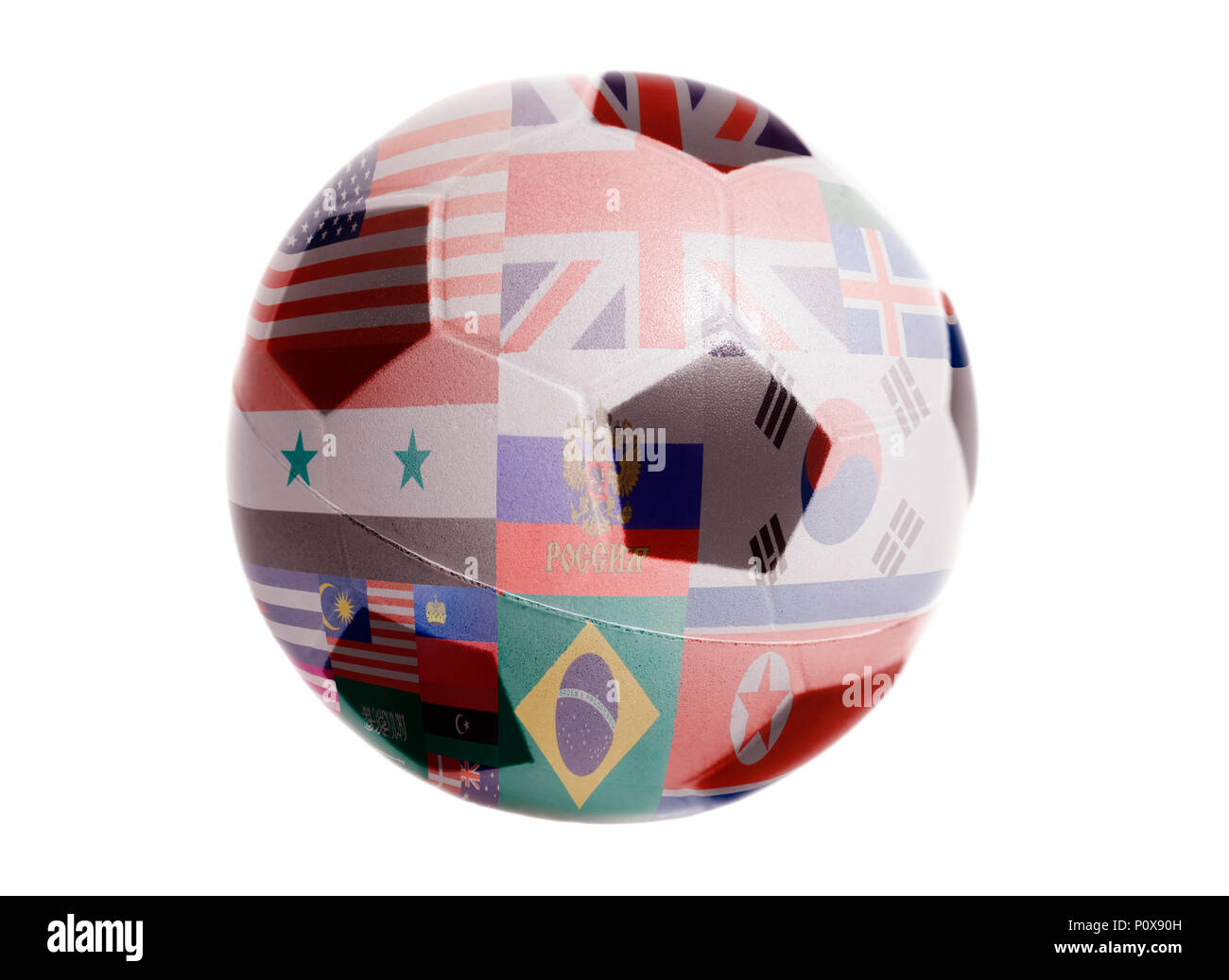 Flags all countries on Soccer ball isolated on a white background Stock ...