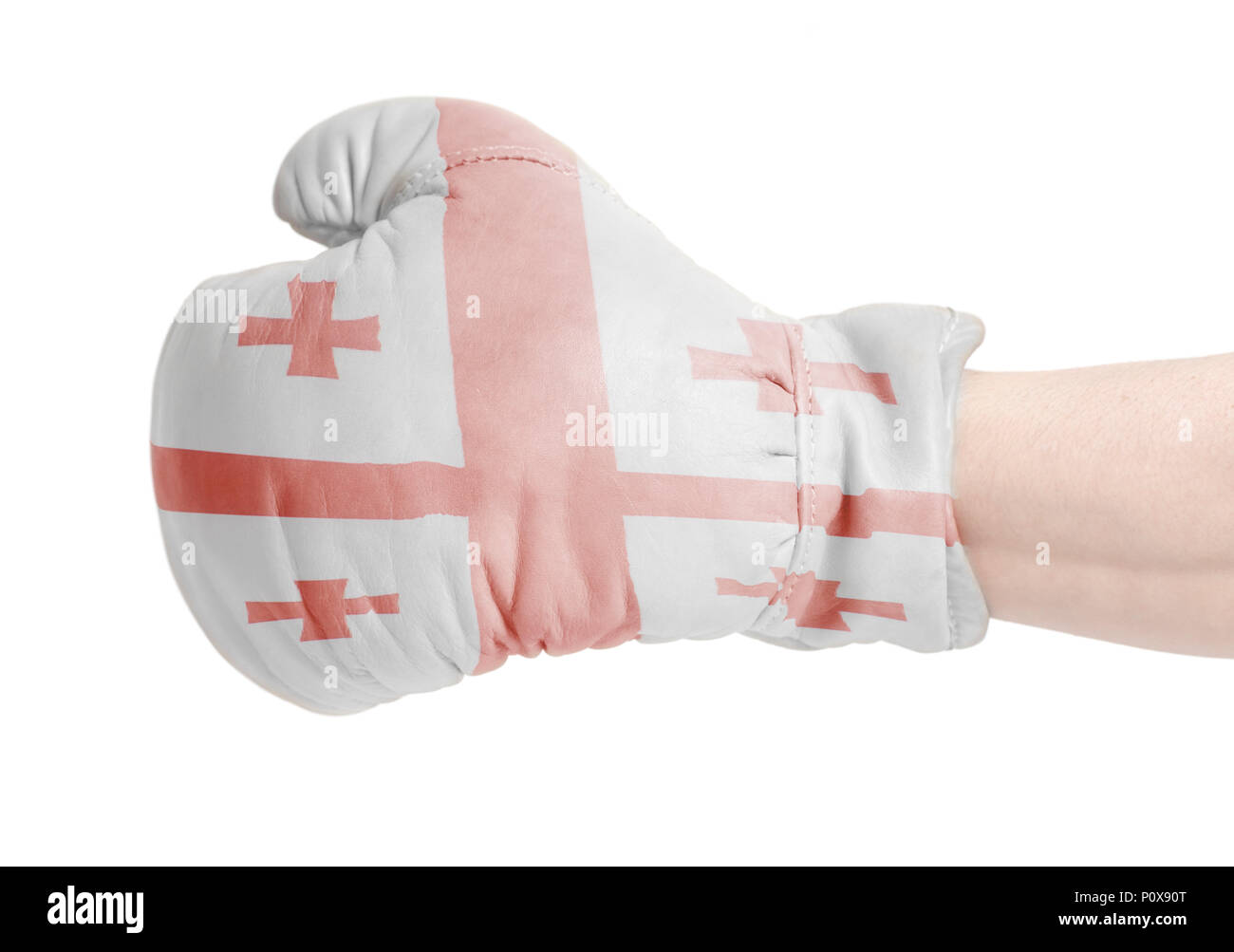 Flag of Georgia on boxing glove isolated on a white background Stock ...