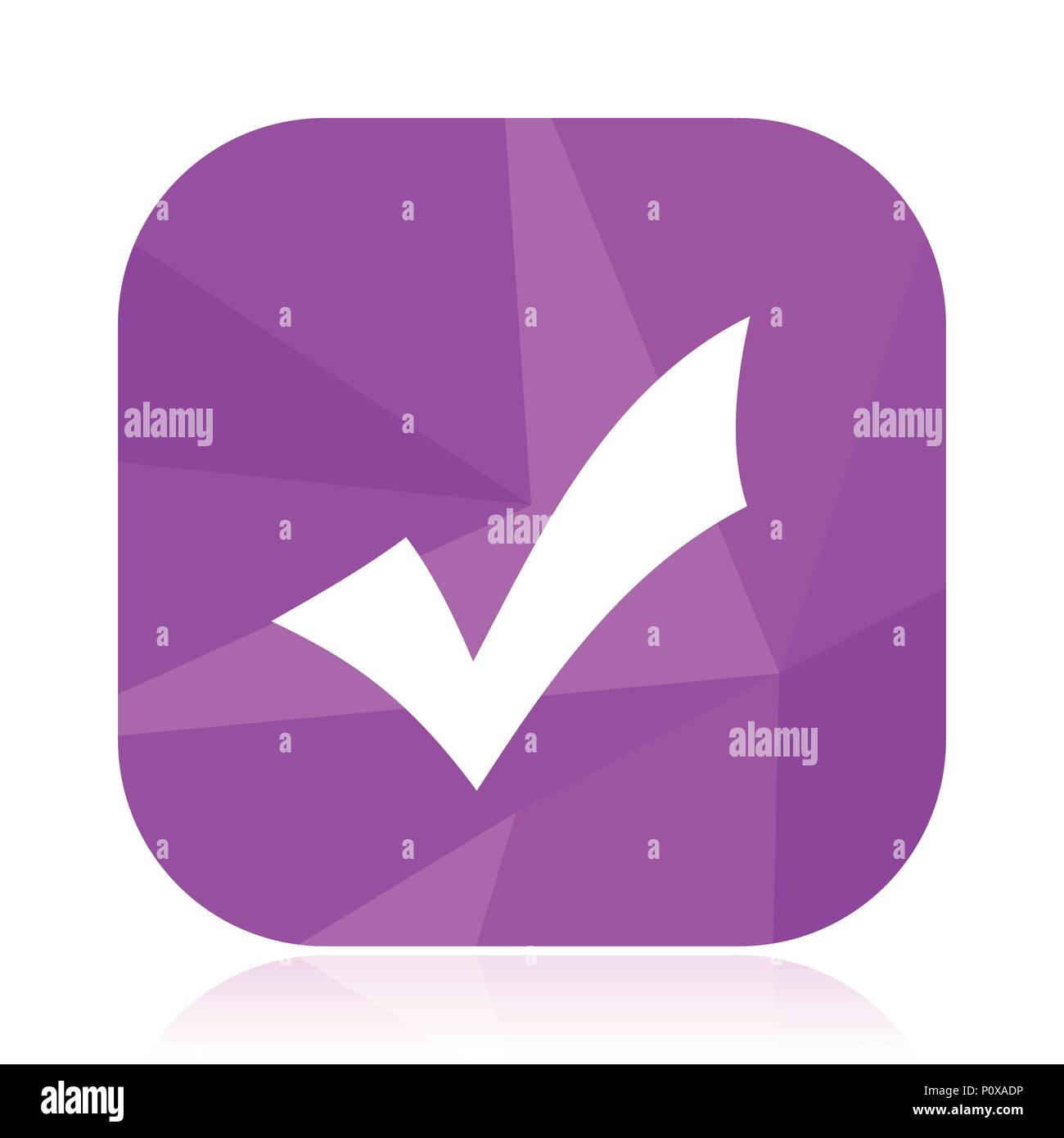 Accept flat vector icon. Apply violet web button. Agree internet square ...