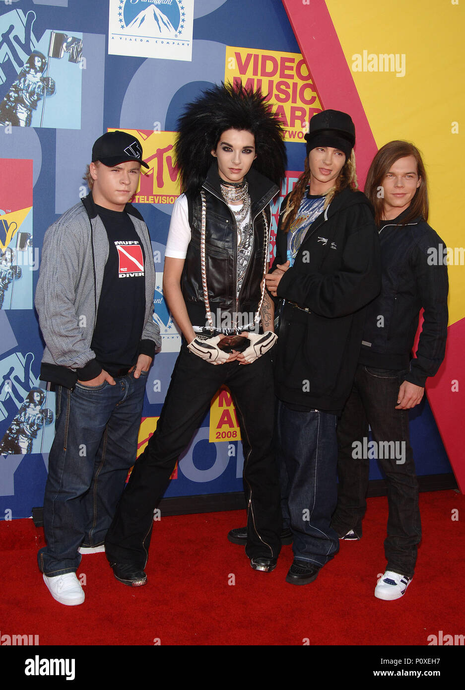 Tokio Hotel- MTV - vma Awards 2008 on the Paramount Lot In Los Angeles. full length eye contact ...