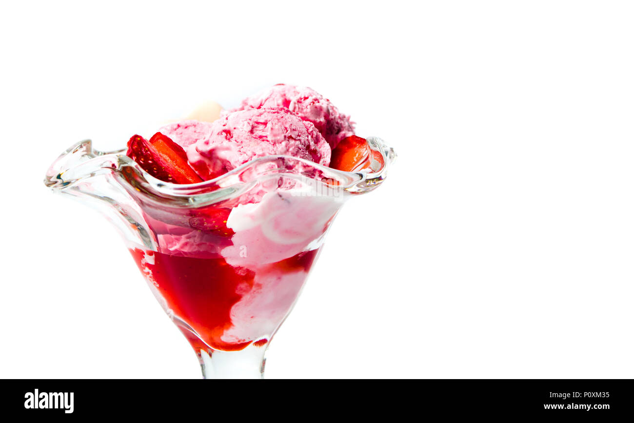 Strawberry ice cream in a cup isolated on white Stock Photo - Alamy