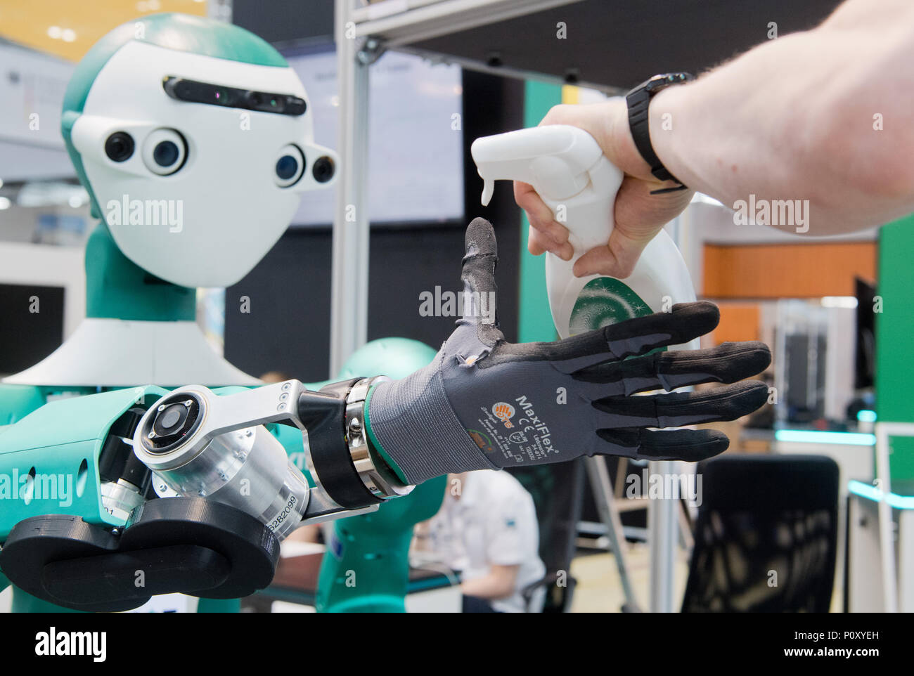 10 June 2018, Hanover, Germany: A robot ARMAR-6 by KIT (Karlsruhe ...