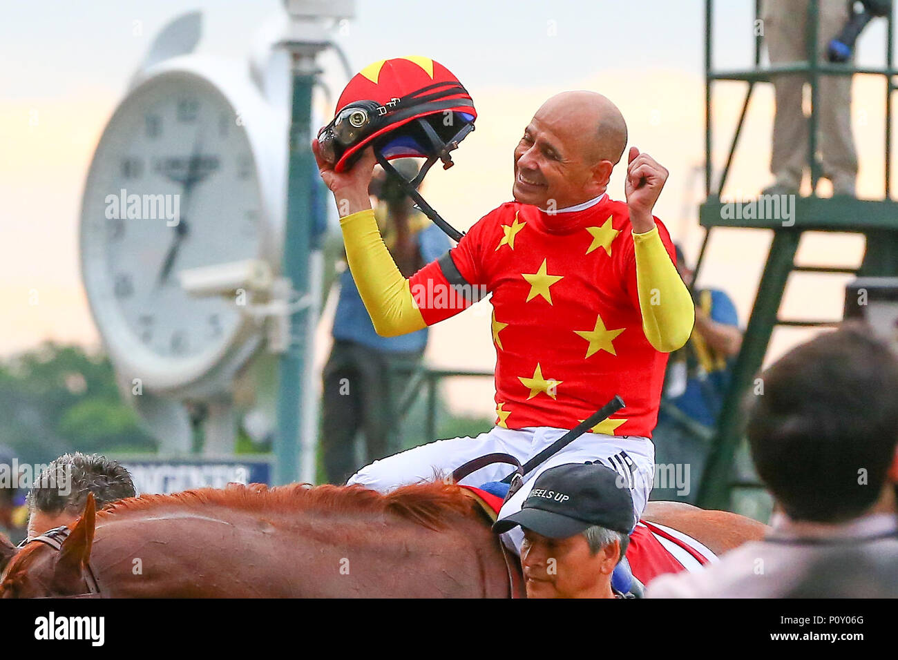 Belmont Park, Hempstead, NY, USA. 9th June, 2018. Jockey Mike Smith ...