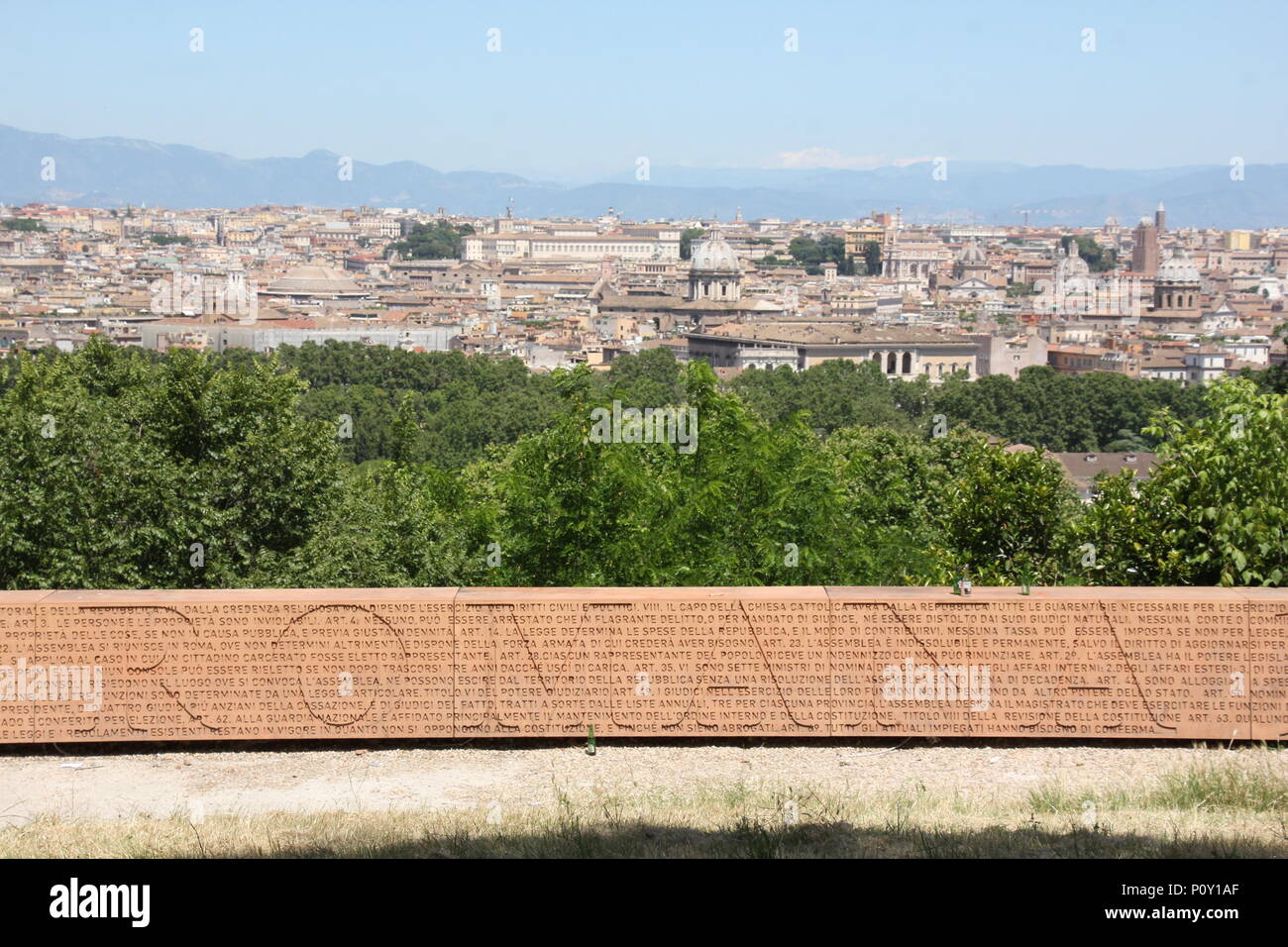 Rome, Italy. 10th June 2018. Scenes on the Gianicolo Hill in Rome.The mountains around Rome ...