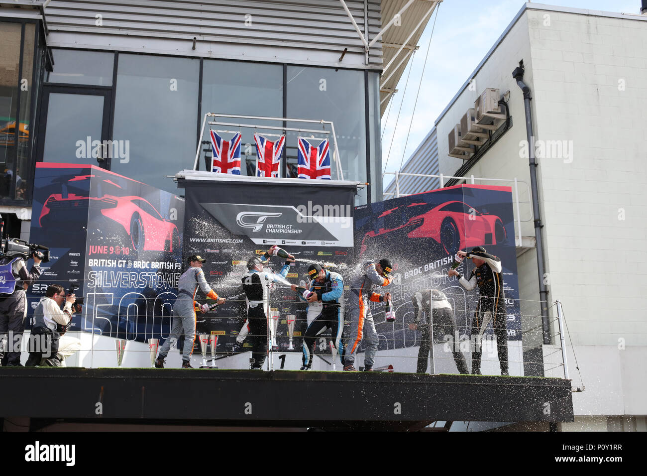 Silverstone, United Kingdom. 10th Jun, 2018. British GT Podium for GT3 ...