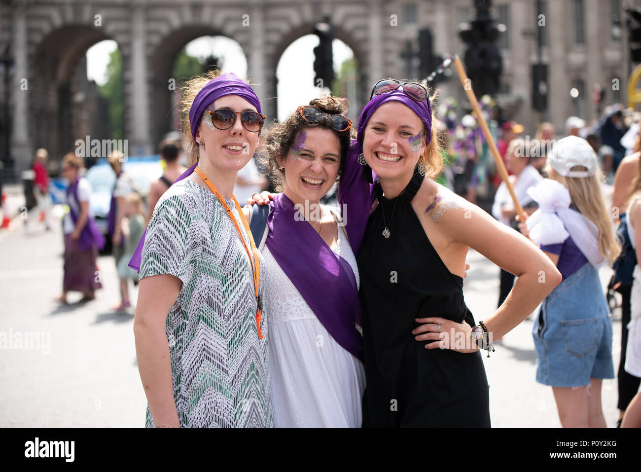 Women marching through London to mark 100 years since the first British ...