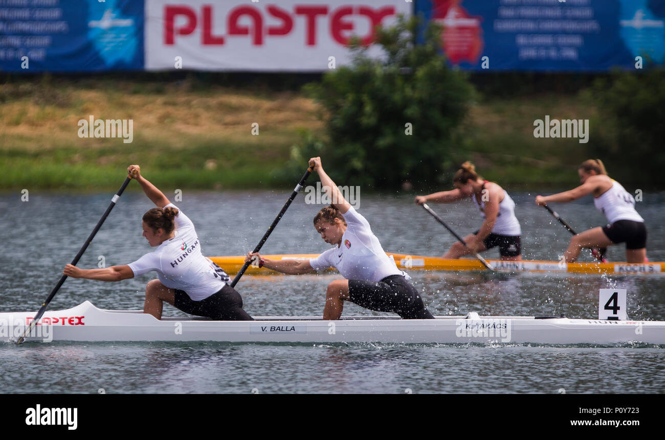 Belgrade, Serbia. 10th Jun, 2018. Virag Balla and Kincso Takacs of HUN ...