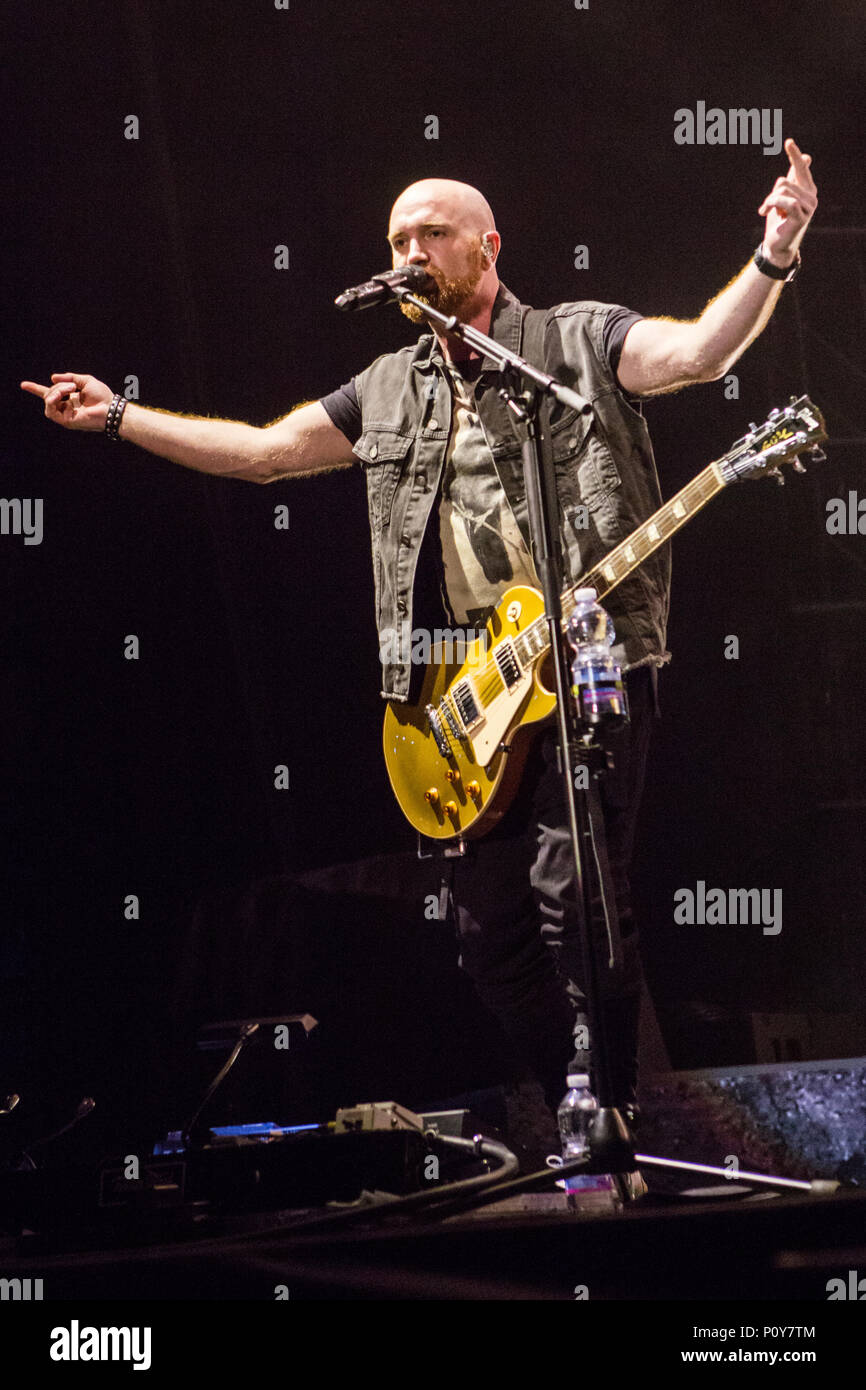 Milan Italy. 10 June 2018. The Irish rock band THE SCRIPT performs live ...