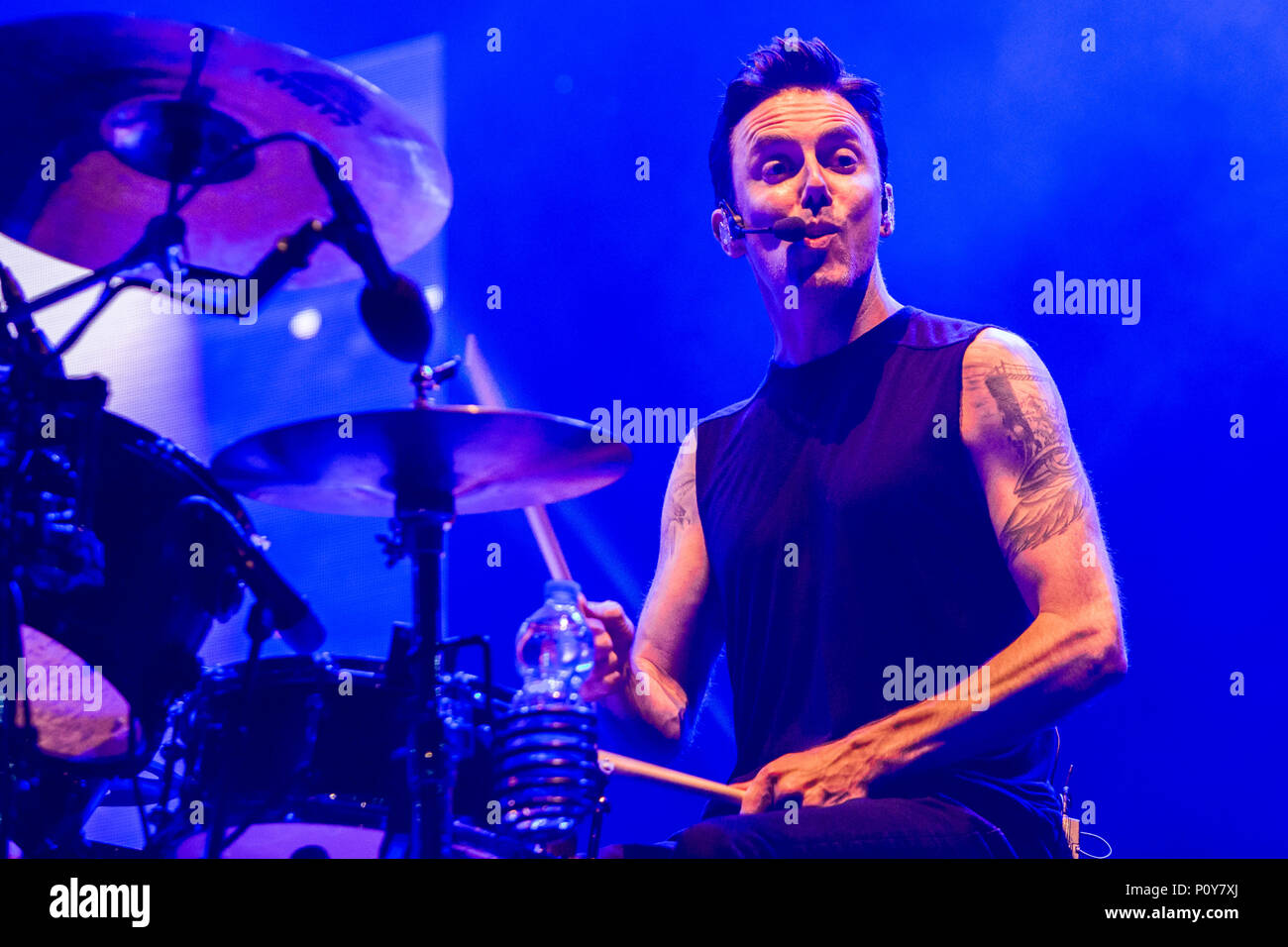 Milan Italy. 10 June 2018. The Irish rock band THE SCRIPT performs live ...