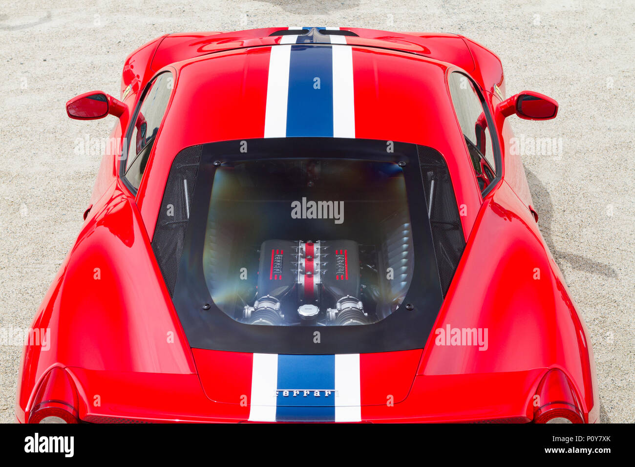 Torino, Italy. 10th June 2018. Detail of Ferrari sportscar Stock Photo ...