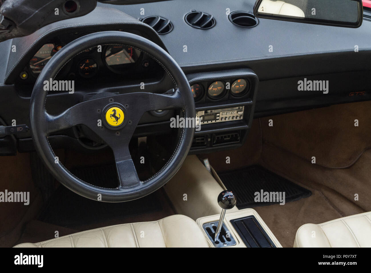Torino, Italy. 10th June 2018. Detail of dashboard and steering wheel ...