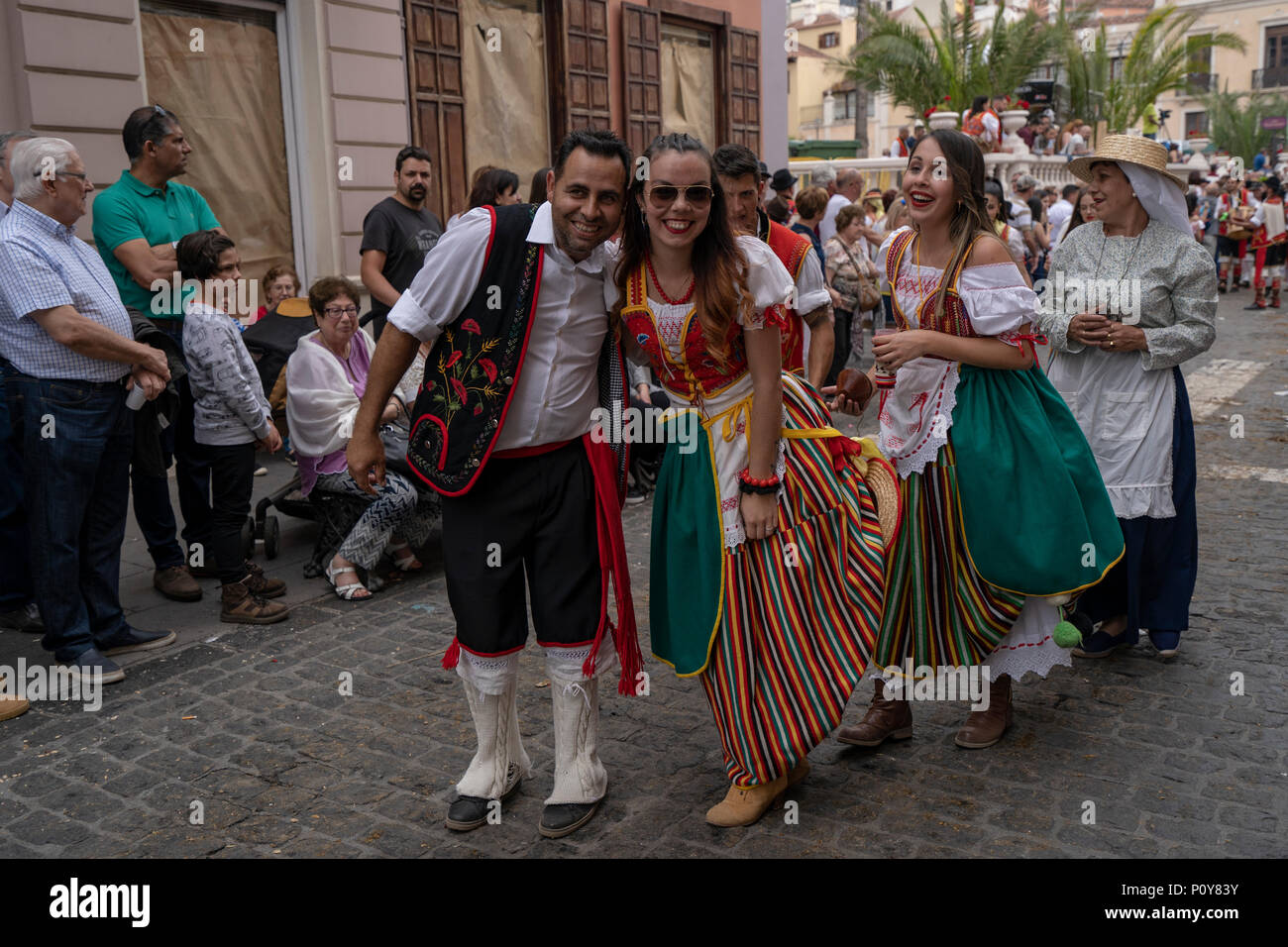 Orotava, Tenerife, Canary Islands, June 10, 2018: Thousands of people ...
