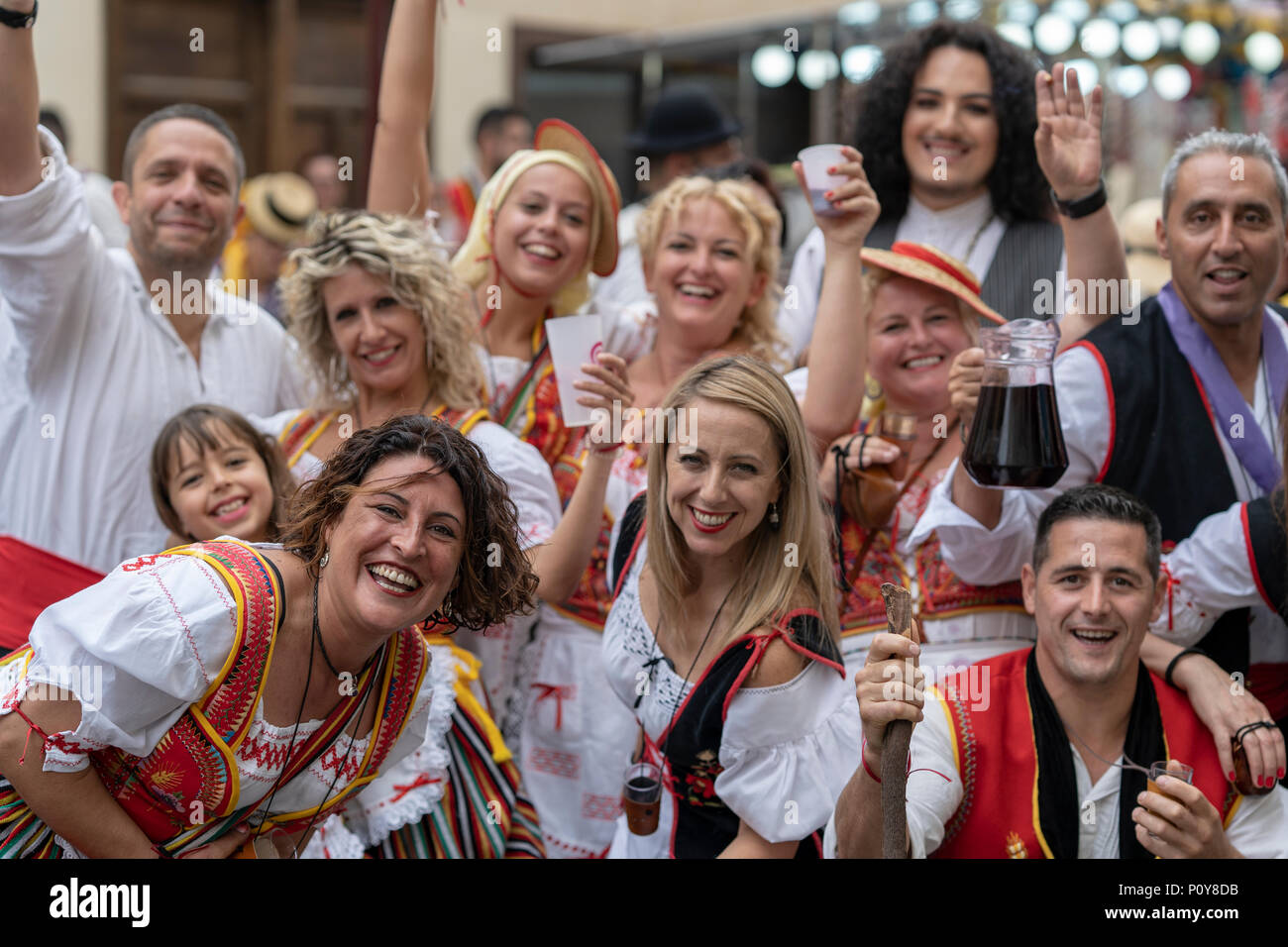 Orotava, Tenerife, Canary Islands, June 10, 2018: Thousands of people ...