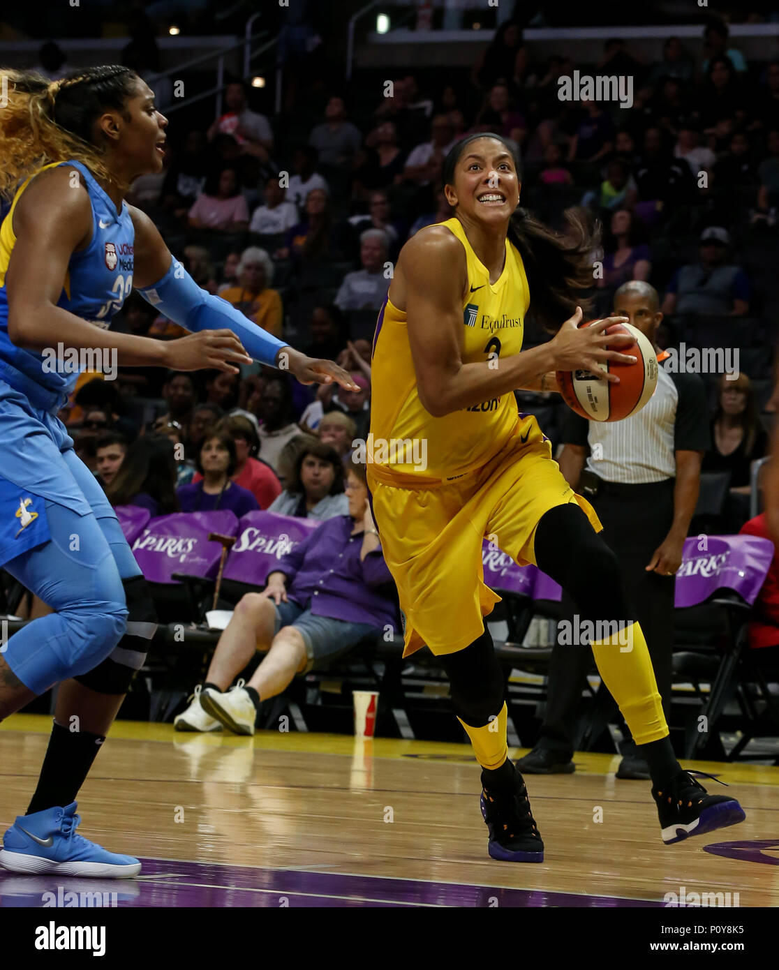 Los Angeles Sparks forward Candace Parker #3 going to basket during the ...