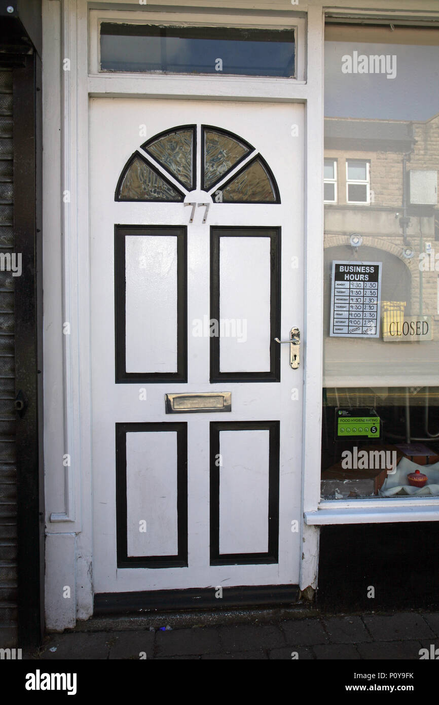 number 77 door in Dinnington South Yorkshire an old mining town Stock ...