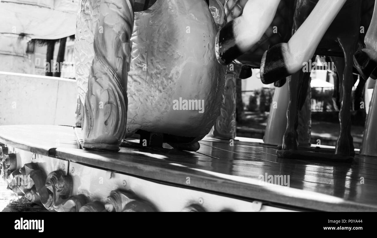 Carousel carousel in wood with farm animals in vintage style Stock ...