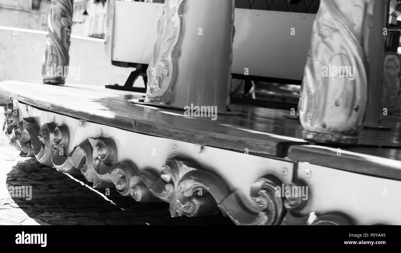 Carousel carousel in wood with farm animals in vintage style Stock ...