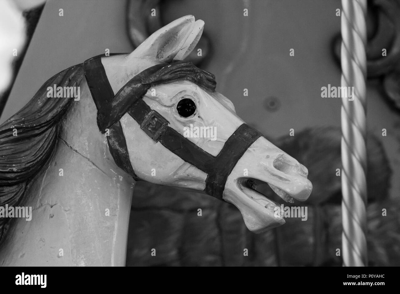 Carousel carousel in wood with farm animals in vintage style Stock ...