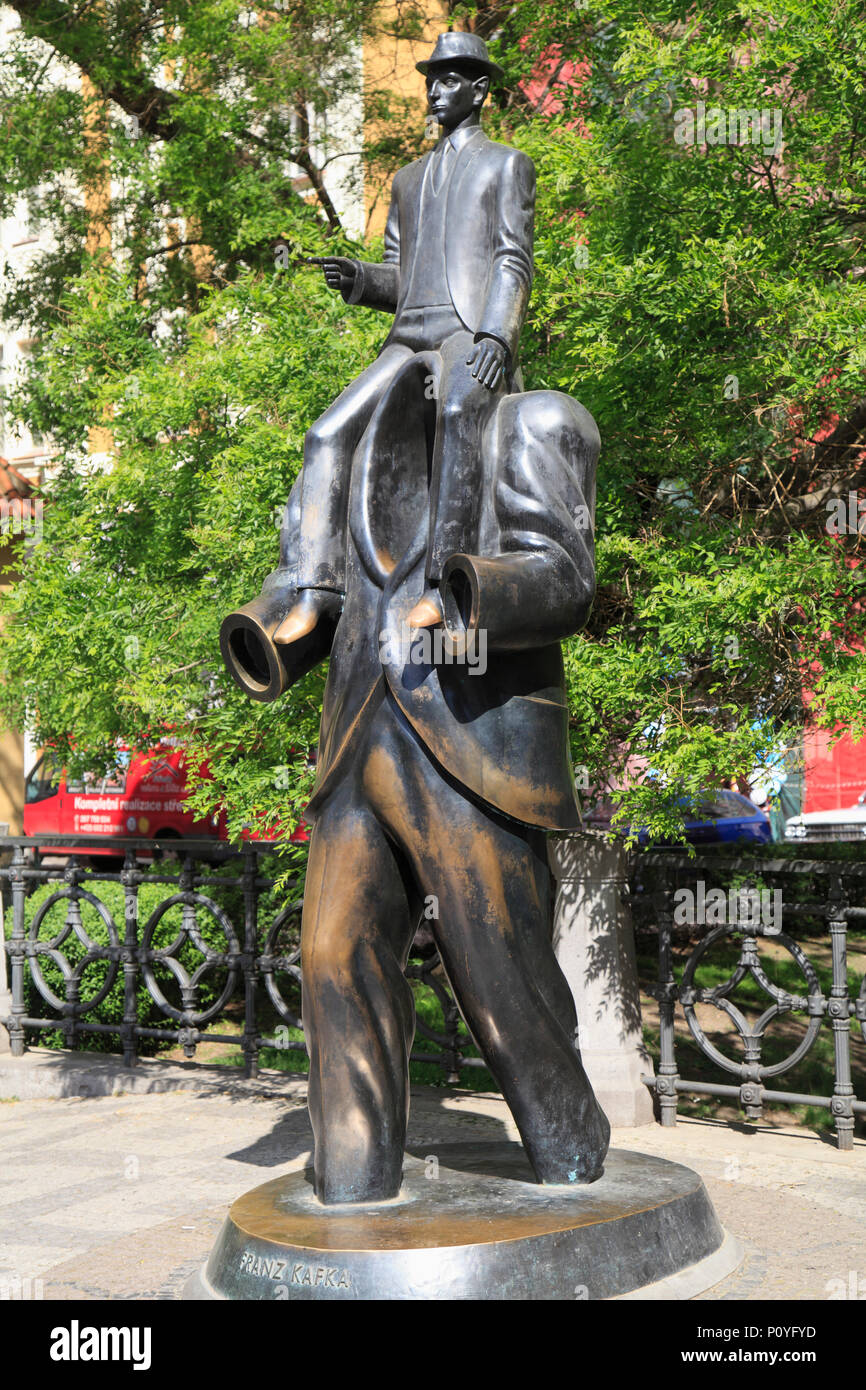 Czech Republic, Prague, Franz Kafka statue, Jaroslav Rona sculptor ...