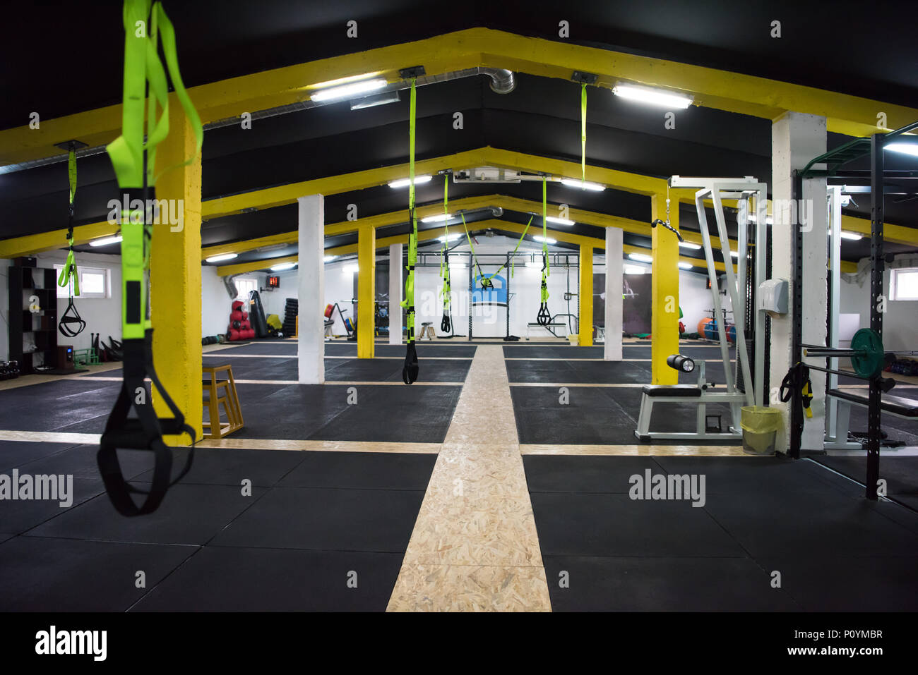big empty interior of the Cross fitness gym Stock Photo - Alamy