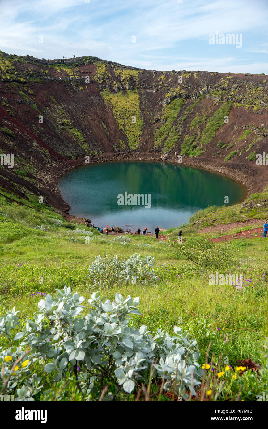 Kerið volcanic crater lake also called Kerid or Kerith in southern ...