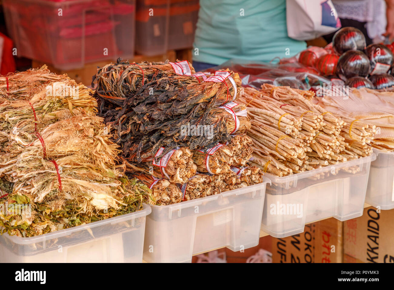 Dried foods in street shop, Chinatown, Singapore Stock Photo - Alamy