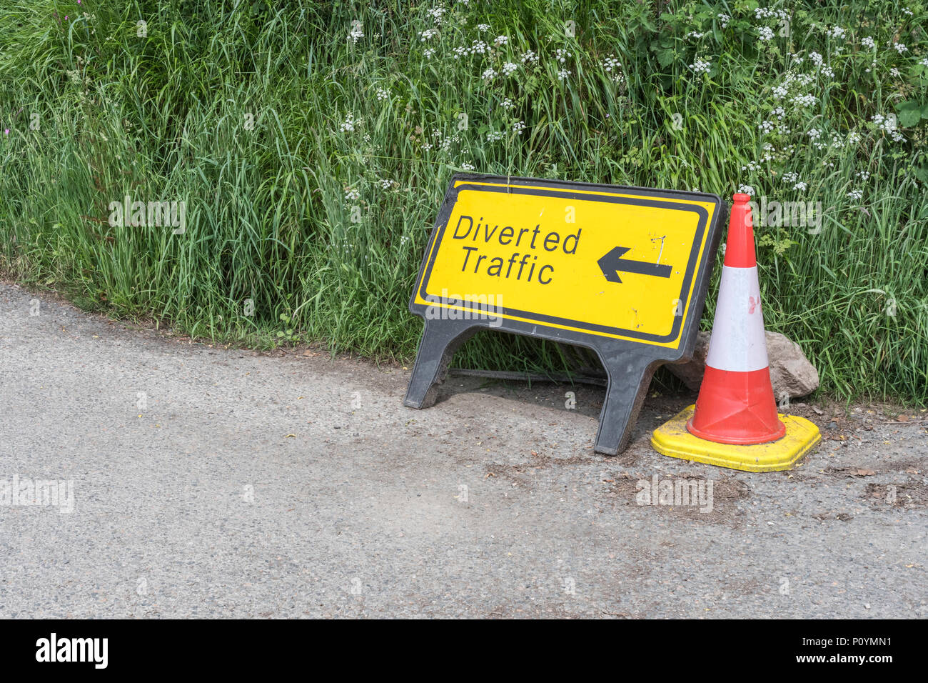 Deviation road sign hi-res stock photography and images - Alamy