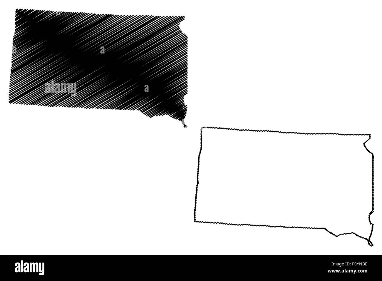 South Dakota map vector illustration, scribble sketch South Dakota map ...