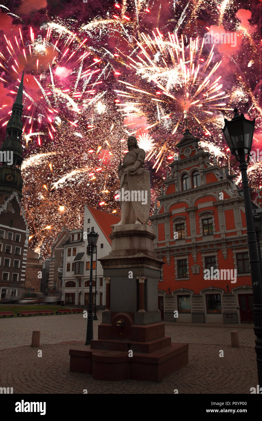 Riga firework hi-res stock photography and images - Alamy