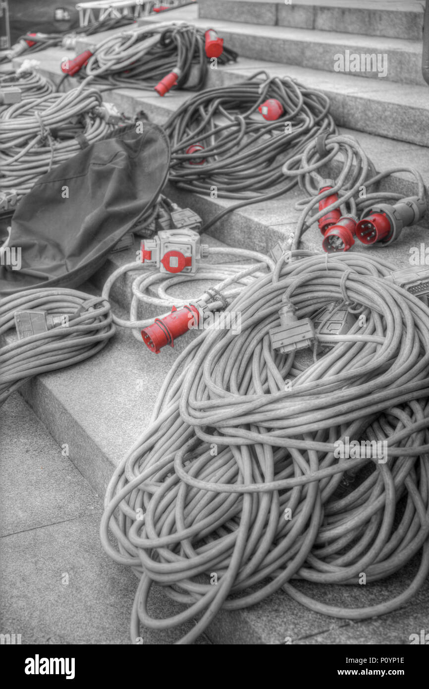 preparation of a stage for a concert Stock Photo - Alamy