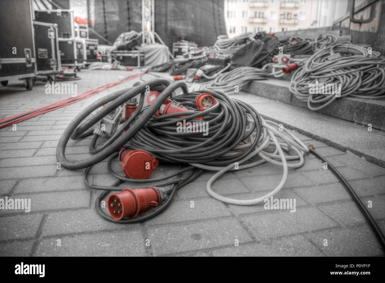 preparation of a stage for a concert Stock Photo - Alamy