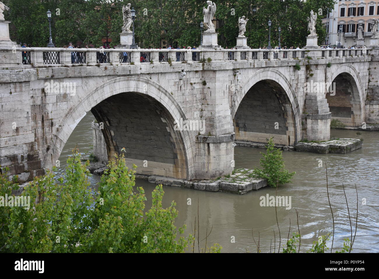 Rome. Panorama of the Tiber river and bridges Stock Photo - Alamy