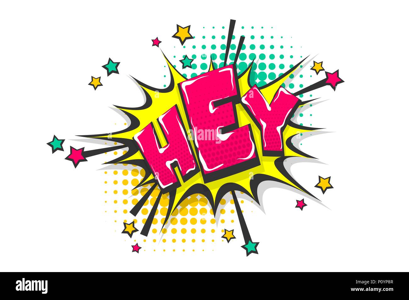 Hey greeting pop art comic book text speech bubble Stock Vector Image ...