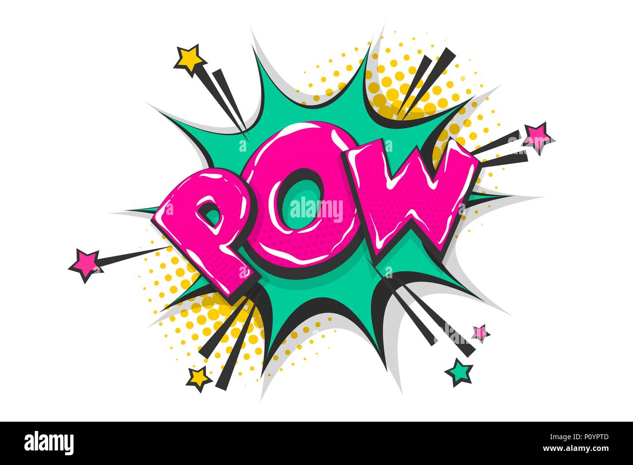 Pow pop art comic book text speech bubble Stock Vector Image & Art - Alamy