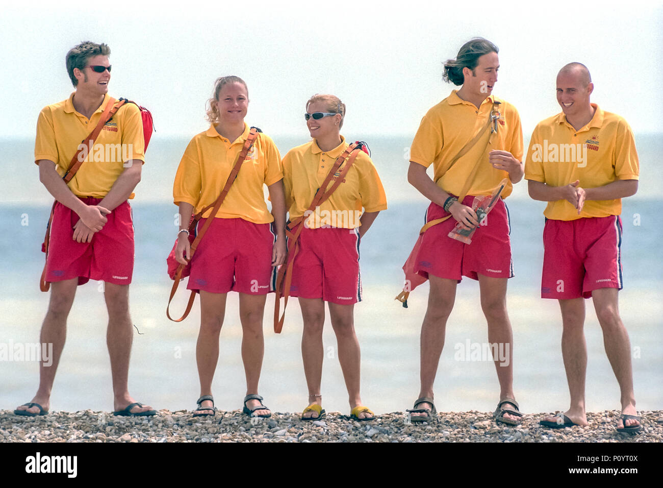 Lifeguards on the beach at Eastbourne Stock Photo - Alamy