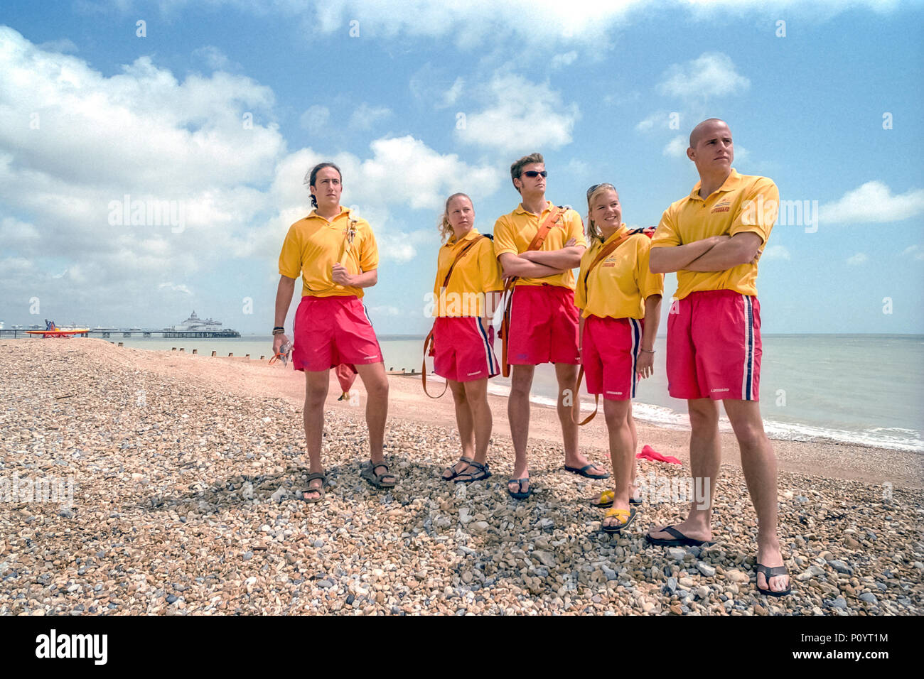 Lifeguards on the beach at Eastbourne Stock Photo - Alamy