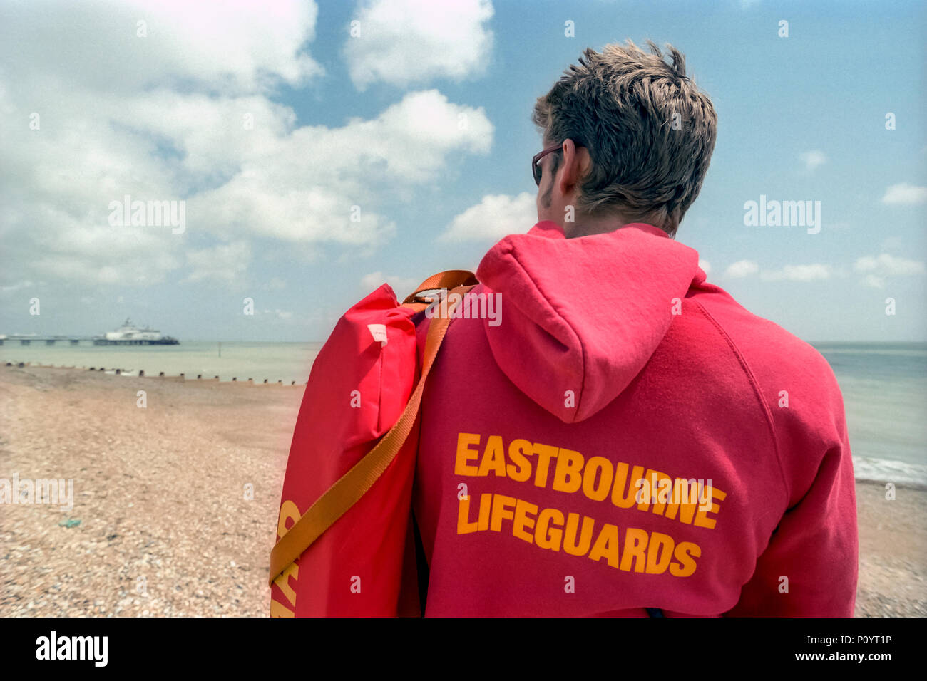 Lifeguards on the beach at Eastbourne Stock Photo - Alamy