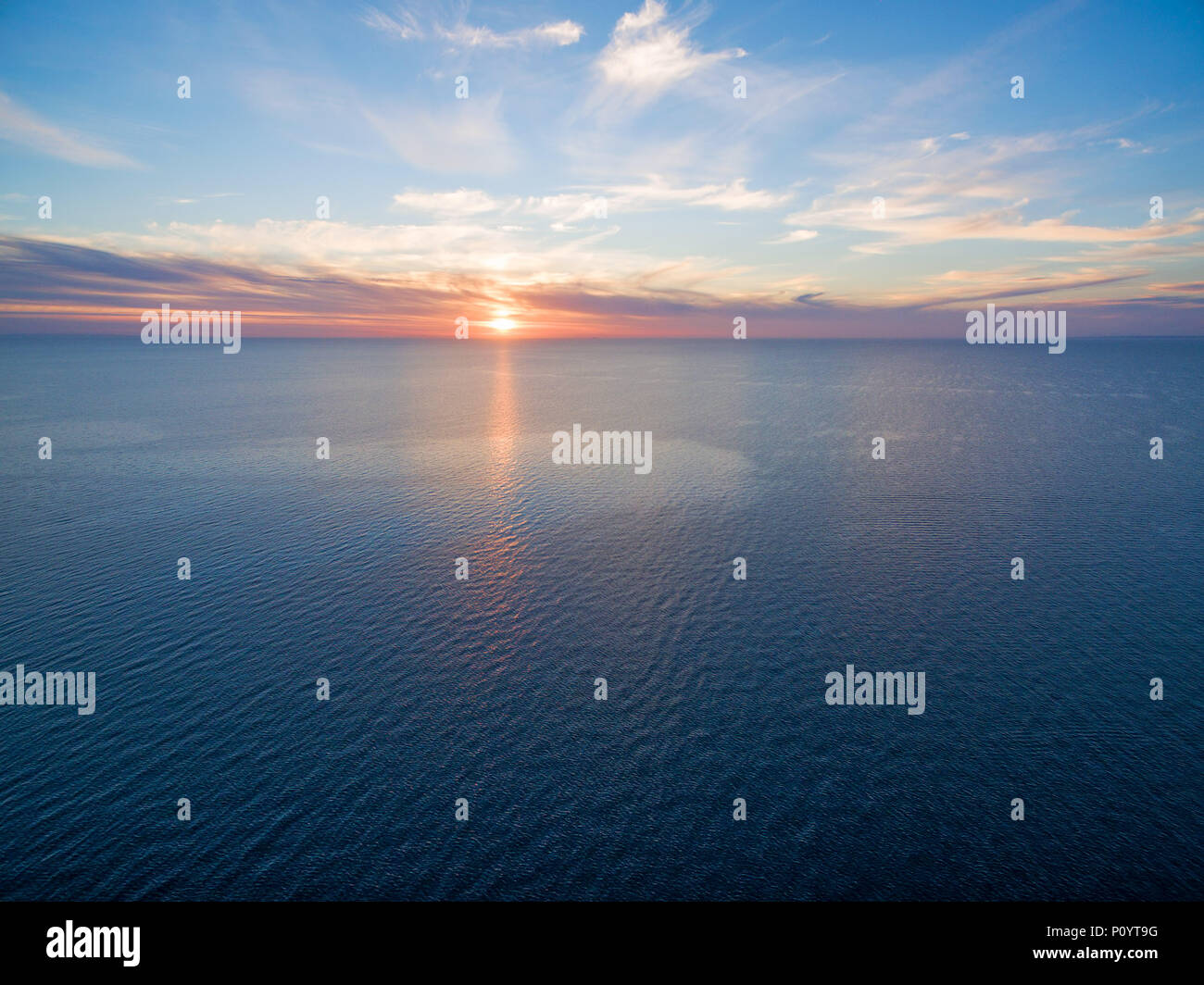 Seascape sunset aerial view Stock Photo - Alamy